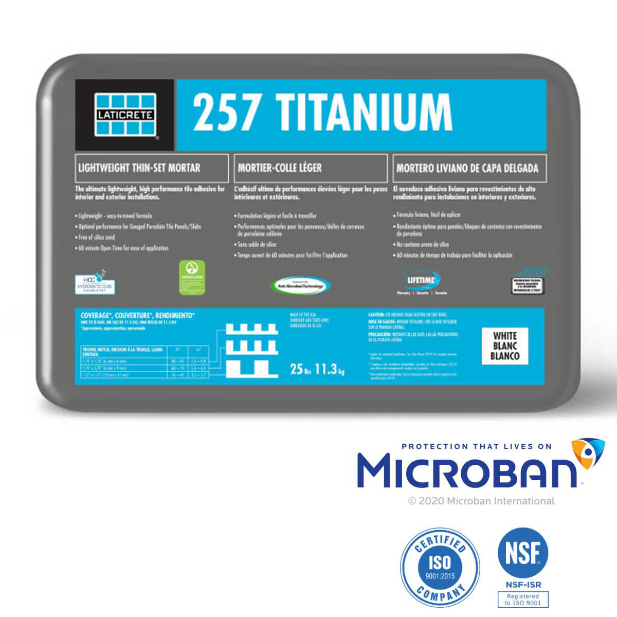 0257-0025-21P Laticrete 257 Titanium Grey Thin-Set Mortar - 56 Piece P ...